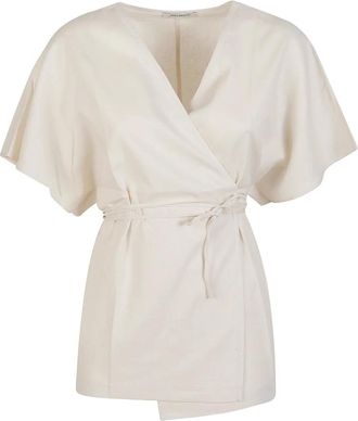 Hinnominate Hinnominate, Femme, Blouses et Chemises, Beige, Taille: 38 FR Short Sleeve Belted Shirt