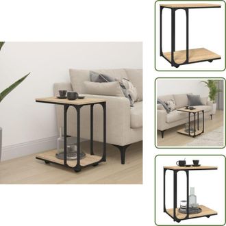 vidaXL Table dappoint &agrave; roues Ch&ecirc;ne sonoma 50x35x55,5 cm - Table Dappoint - Meuble Industriel - Table Basse - Table Ronde - Table Design