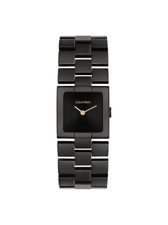 Calvin Klein Montre carr&eacute;e en acier plaqu&eacute; noir