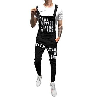 Generic Jean Homme Coupe Droite - Pantalon Streetwear Homme Combinaison Jeans à Poches Style Suspendu Design Tendance Confortable Moderne Décontracté