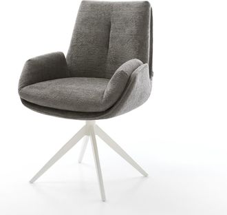 DELIFE Drehstuhl Clea-Flex Boucl&eacute; Soft Schlamm Kreuzgestell breit Wei&szlig; 360&deg; drehbar Wippfunktion, Esszimmerst&uuml;hle