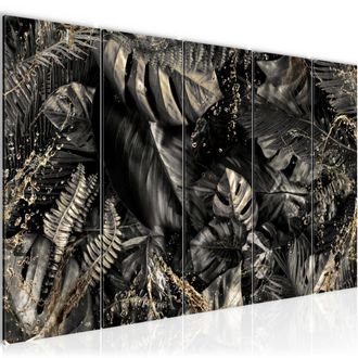 Runa Art Wandbilder XXL Abstrakt Wohnzimmer Schlafzimmer B&uuml;ro 200L x 80B cm Bl&auml;tter 5 Teilig - Made in Germany - 059255b