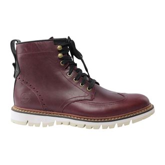 Timberland Burgunderrote Lederstiefel - - Shoes - Herren - Rot - 41 1/2 EU