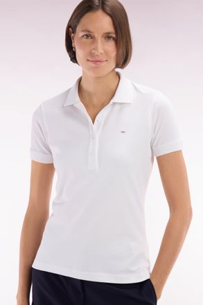 Eden Park Polo &Agrave; Manches Courtes En Piqu&eacute; De Coton Stretch Blanc Coupe Ajust&eacute;e