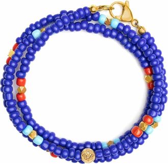 Nialaya Homme, Accessoires, Jaune, Taille: M The Mykonos Collection - Blue and Red Vintage Glass Beads with Turquoise
