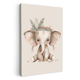 MuchoWow © Leinwandbild 20x30 cm Dekoration Kinderzimmer Bilder Pictures Wall Decoration Schlafzimmer Junge Wohnungs Deko Moderne Bild Bohemian - Elefant - Ind