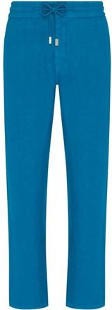 Vilebrequin Homme, Pantalons, Bleu, Taille: 3XL Pantalon en Lin Coupe Droite Uni