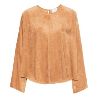 Forte_Forte Femme, Blouses et Chemises, Brun, Taille: 40 FR Haut en velours c&ocirc;tel&eacute; mat &agrave; manches longues