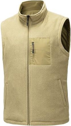Generic Gilet de sport l&eacute;ger en polaire pour homme - Sans manches - Avec fermeture &eacute;clair - Gilet de travail - Sans manches - Veste fonctionnelle - Col montan