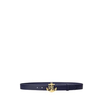 Ralph Lauren Anchor-Logo Leder Skinny G&uuml;rtel - - Accessories - Damen - Blau - S