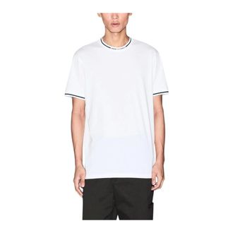 A|X Armani Exchange Homme, Tops, Blanc, Taille: XL T-shirt à Manches Courtes en Coton et Col Rond