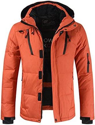 ORANDESIGNE Hommes Hiver Doudoune &Agrave; Capuche Chaude Couleur Pure Veste De Jeunesse Veste Moto &Eacute;paissir Chaude Polyvalente Blouson Veste Matelass&eacute;e Zipper Slim Fit 