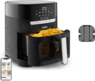 T-fal Easy Fry & Grill Vision Heißluftfritteuse, 4,2 L Kapazität, 2-in-1 Technologie, Sichtfenster, Extra Crisp-Technologie, energiesparend, Touchscreen, sc