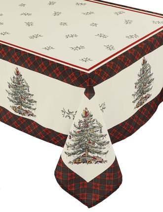 Spode Stoff-Tischdecke, Weihnachtsdekoration, Weihnachtsbaum-Schottenkaro-Kollektion, 152,4 x 259,1 cm