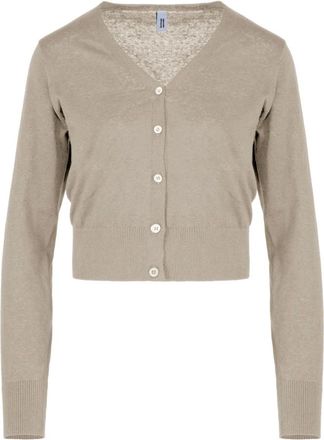 Bomboogie Femme, Pulls, Beige, Taille: 42 FR Cardigan en lin et coton