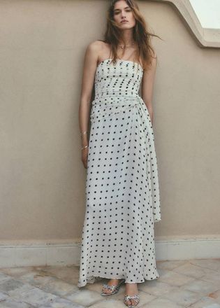 Mango Robe &agrave; pois &eacute;vas&eacute;e blanc cass&eacute; - Femme - XS - MANGO