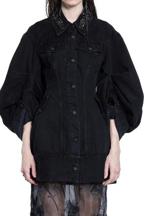 Simone Rocha Femme, Vestes, Noir, Taille: 34 FR Manteau Court en Denim Sculpté