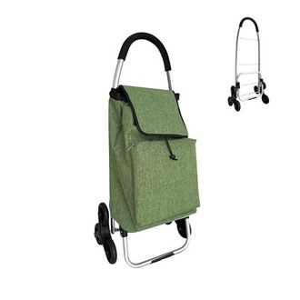 Relaxdays Einkaufstrolley Treppensteiger, K&uuml;hlfach, abnehmbare Tasche, 45 l, bis 35 kg, Einkaufswagen klappbar, gr&uuml;n
