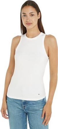 Tommy Hilfiger Débardeur Ajusté Femme Rib Top Stretch, Blanc (Ecru), S