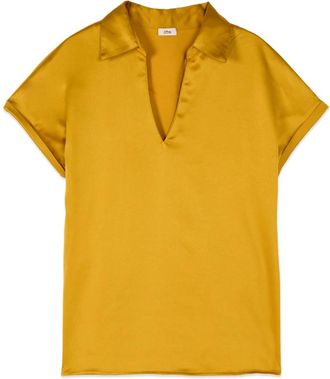 Oltre Femme, Blouses et Chemises, Jaune, Taille: 46 FR T-shirt bicolore &agrave; col en V