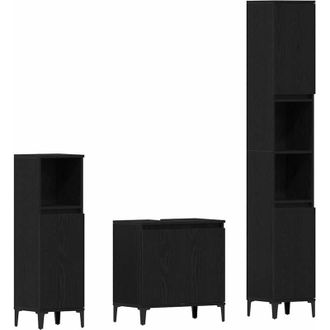 vidaXL Vidaxl - Ensemble de mobilier de salle de bain avec stockage 3 pcs Noir