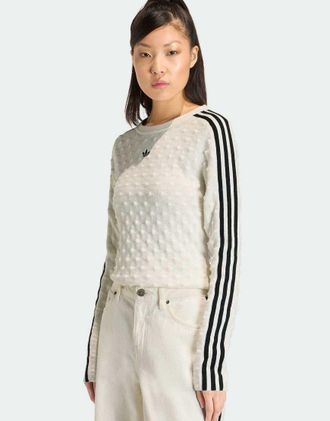 adidas Originals Sweat ajust&eacute; en maille point de Rome - Blanc