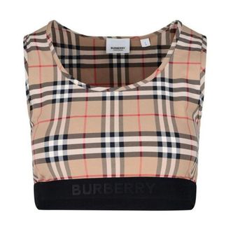 Burberry Check Print Cropped Top - - Tops - Damen - Beige - XS