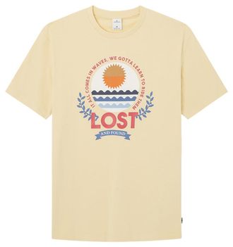 Springfield Herren Reconsider Short Sleeve with Beach Print On Chest T-Shirt, Yellow, M