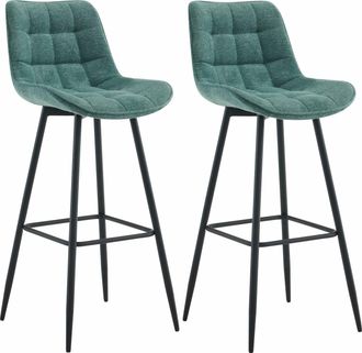 Clp 2er Set Barhocker Dartford I Gepolsterter Barstuhl I Metall-Gestell, Farbe:gr&uuml;n, Material:Stoff
