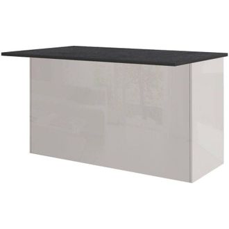 Dmora Dmora - Kücheninsel Patrizio, zusätzlicher Ablagetisch, 3-türiger Küchenschrank, 100 % Made in Italy, 155 x 90 x 90 cm, glänzendes Weiß und Schiefer