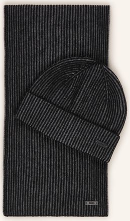 HUGO BOSS Set: Schal Und Mütze Ercole Mit Geschenkbox schwarz