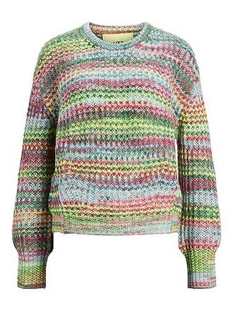 Jack & Jones Jack & Jones Jxsimone Crew Neck Knit Noos Pull en Tricot, Limeade/Stripes :/6 Multi Space Dye, M Femme