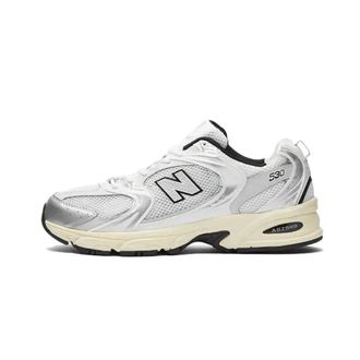 New Balance Homme, Chaussures, Gris, Taille: 39 1/2 EU Baskets R&eacute;tro Argent Cr&egrave;me Mod&egrave;le 530