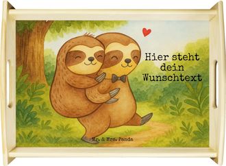 Mr. & Mrs. Panda Holztablett personalisiert Faultier Papa Design - Geschenk, Tablett Bedrucken, Vatertag, selbst gestalten, Personalisiertes Betttablett, Papi, Vater
