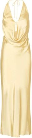 Rotate Rotate Birger Christensen, Femme, Robes, Jaune, Taille: 40 FR Robe Halter en Mousseline