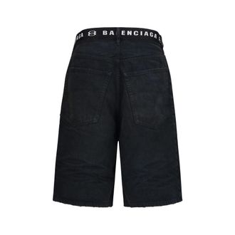 Balenciaga Mens Black Cotton Bermuda Shorts