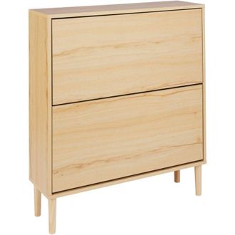 Beliani Beliani - Meuble de Rangement pour Chaussures 2 Compartiments Panneau de Particules et Pieds en Bois H&eacute;v&eacute;a Clair Norris