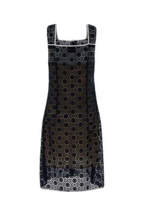 Miu Miu Womens Midnight Blue Macrame Lace Dress Bleu Abiti