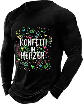 Generico Carnaval Confettis dans le coeur Sweat-shirt avec imprim&eacute; de fragments de couleurs pour homme, coupe confortable, pull amusant pour le carnaval de Col