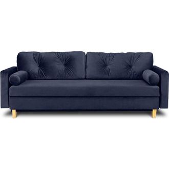 Konsimo Eriso Schlafsofa 3-Personen mit ausziehbare Liegfl&auml;che 196x150cm, Dunkelblau - Konsimo