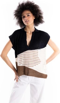 Akep Femme, Pulls, Multicolore, Taille: 40 FR Crochet Polo