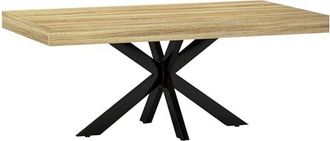 HOMCOM Table Basse rectangulaire, Table dappoint, Style Industriel, 110 x 60 x 45cm, en m&eacute;tal Noir et Plateau Aspect Bois