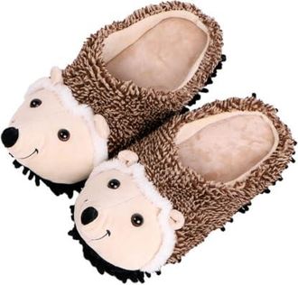 IFUNDOM Pantoufles Dint&eacute;rieur H&eacute;risson Chaudes en Coton Pelucheux Antid&eacute;rapantes Femme Hiver Marron Taille 40-41