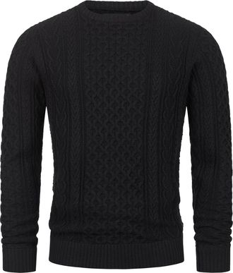 Indicode Herren INBellin Pullover mit Rundhals-Ausschnitt | Herrenpullover Pulli Strickpullover f&uuml;r M&auml;nner Black, XXL
