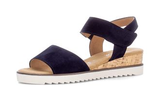 Gabor Keilsandalette GABOR GENUA, Damen, Gr. 40, dunkelblau, Ziegenveloursleder, Schuhe, Sommerschuh, Sandale, mit kleinem Stretch, Weite G