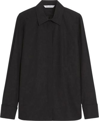 Max Mara Femme, Blouses et Chemises, Noir, Taille: 42 FR Chemise Popeline &agrave; Monogramme Brod&eacute;