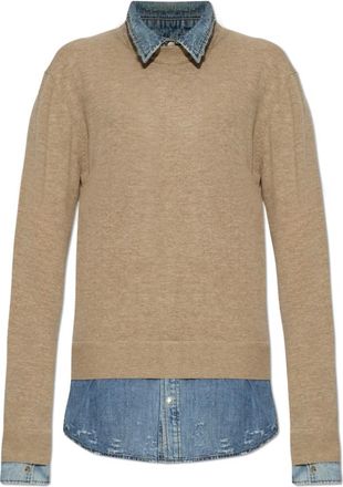 Acne Studios Femme, Pulls, Beige, Taille: 40 FR Maille en laine superpos&eacute;e