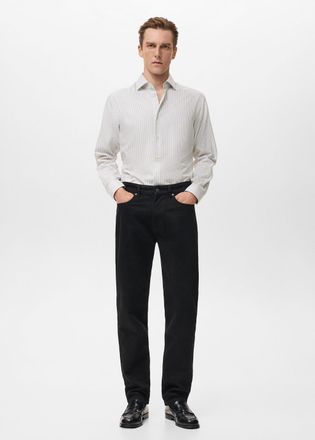 Mango Slim Fit-Streifenhemd aus 100 % Baumwolle hellgrau meliert - Herren - XL - MANGO MAN