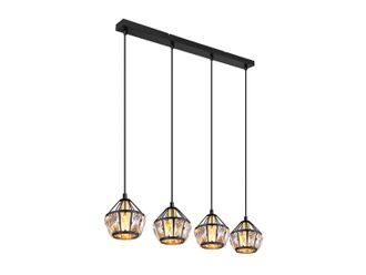 Globo Lighting Globo Pendelleuchte LOIS 4-flammig, Lampenschirme mit Glaskristallen, Breite 73cm