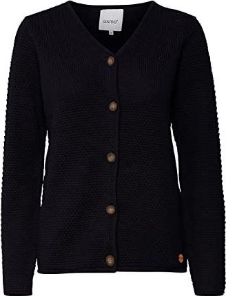 Oxmo OXHelga Femme Veste en Maille Fine Cardigan avec col en V Boutons 100% Coton Regular Fit, Taille:S, Couleur:Black (194007)